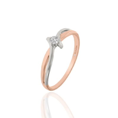 Anillo De Compromiso Greta En Oro Rosa Y Blanco De 14K Con Diamante BB – Guvier