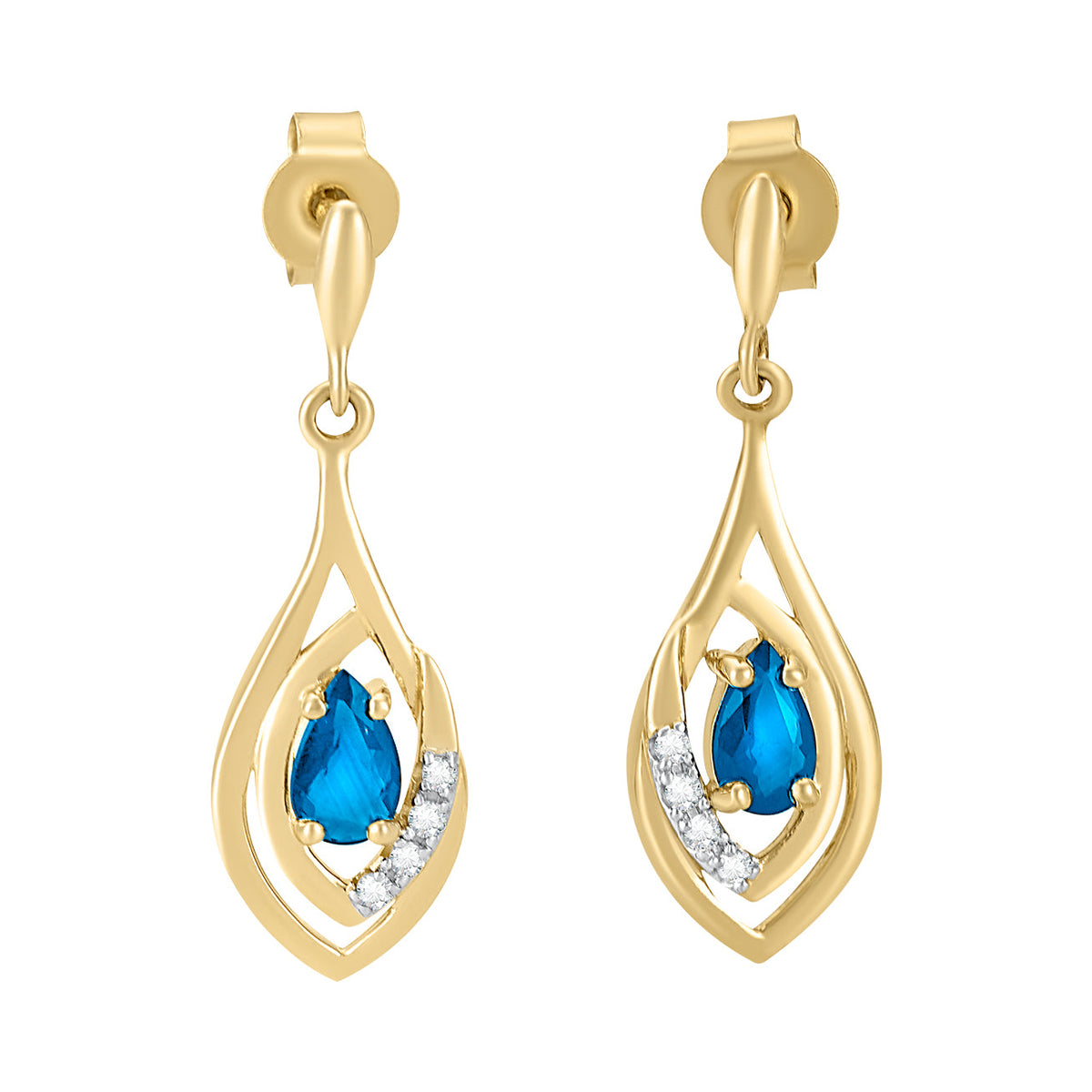 Aretes Oro 14K Con Diamante Y Zafiro AE302 – Guvier