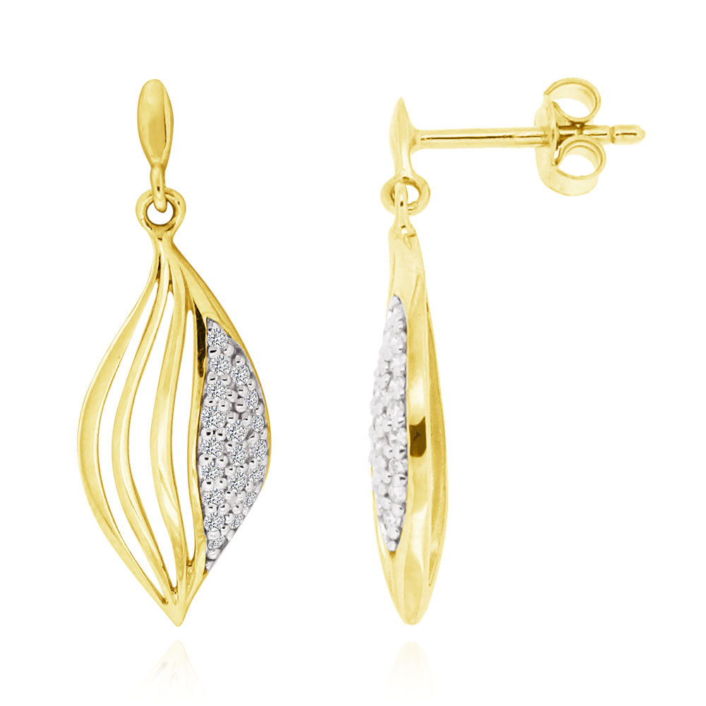 Aretes Oro 14K Con Diamante AE302 – Guvier