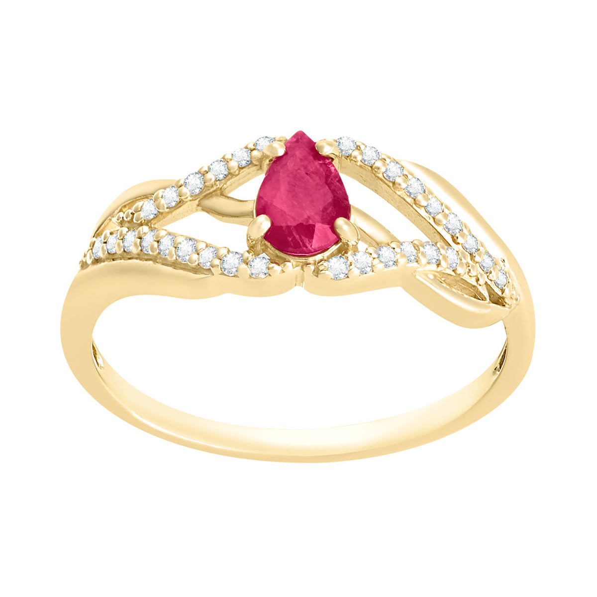 Anillo Oro 14K Con Diamante Y Rubi AE302 – Guvier